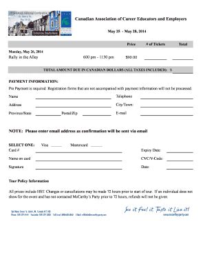 Fillable Online CACEE RALLY Registration Formxls Fax Email Print