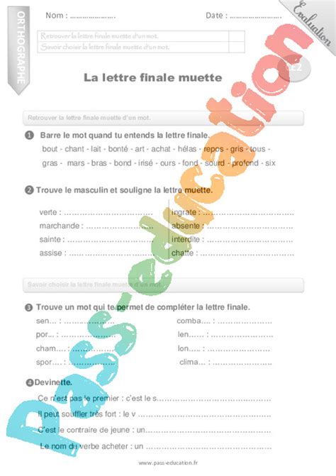 Evaluation Fran Ais Ce Cycle Bilan Et Controle Corrig Pass