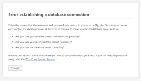 Solving Error Establishing A Database Connection While Installing