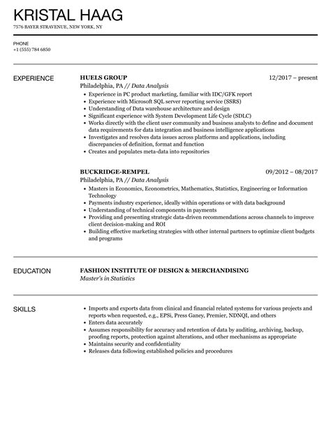 Data Analysis Resume Samples Velvet Jobs