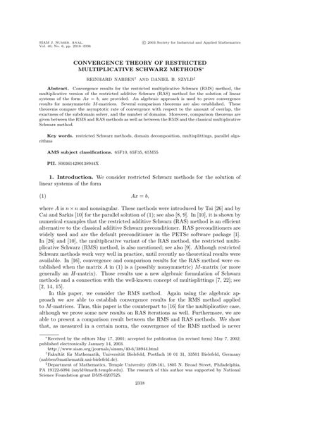 pdf convergence theory of restricted multiplicative schwarz methods