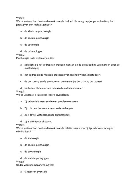Proef Oefen Tentamen 17 Januari 2019 Vragen En Antwoorden Vraag 1