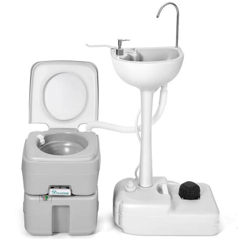 Dextrus 53 Gallon Portable Toilet And 17l Portable Camping Sink Hand Wash Basin Station And Flush