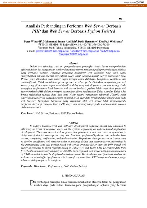 pdf analisis perbandingan performa web server berbasisphp dan web server berbasis python twisted