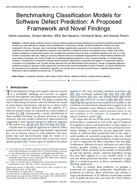 pdf benchmarking classification models for software defect prediction a proposed framework