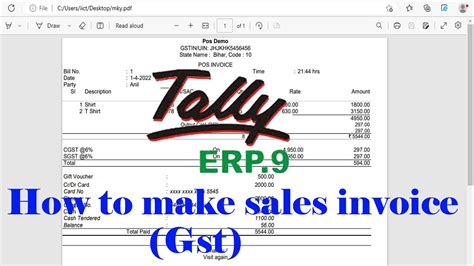Tally Erp How To Create Gst Sales Invoice In Tally How To Make