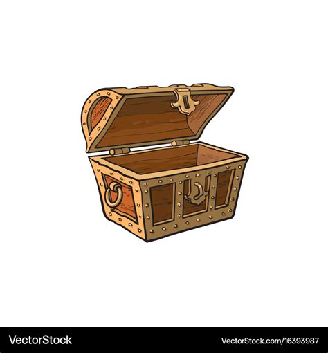 Opened Empty Wooden Treasure Chest Royalty Free Vector Image