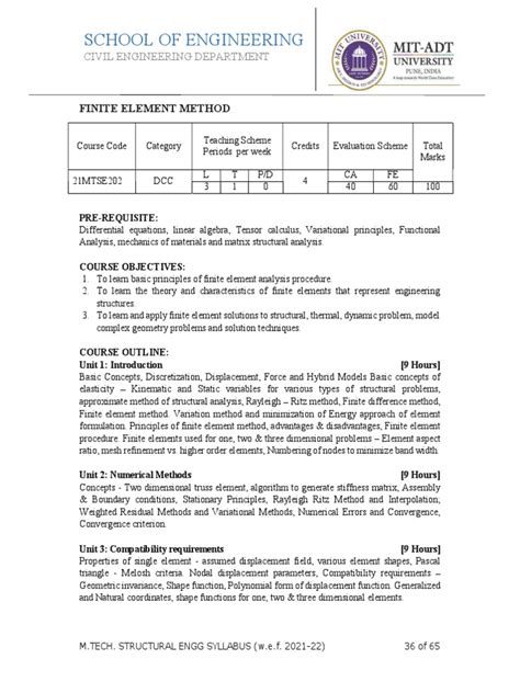 fem syllabus pdf finite element method structural analysis