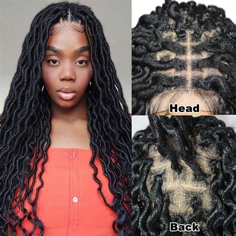 Perruque tressée synthétique à lacet plein avec faux locs torsades et