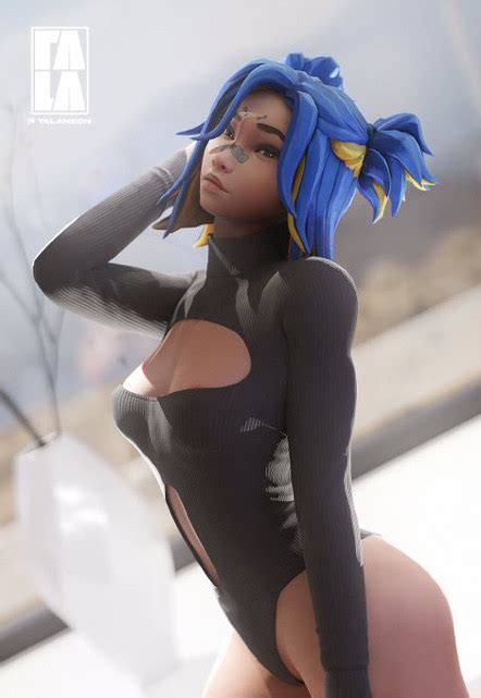 Rule 34 1girls Blue Hair Clothed Hips Neon Valorant Open Belly Pose Posing Revealing Clothes