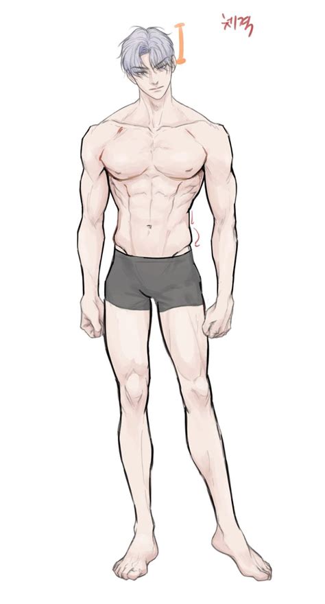 A Drawing Of A Man With Grey Hair And No Shirt Standing In Front Of The