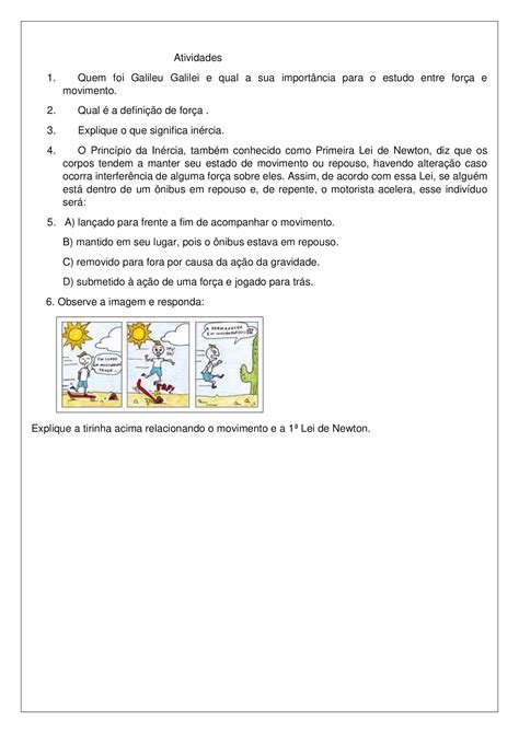 Atividades Sobre As Leis De Newton 7 Ano SOLOLEARN