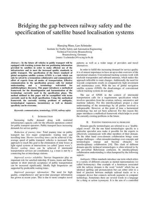 pdf bridging the gap between railway safety and the specification of satellite based