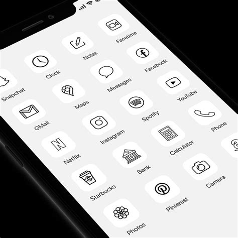 White And Black 300 Aesthetic Custom App Icons Pack Iphone Etsy
