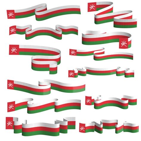 Premium Vector Oman Flag Ribbon Banner Vector Set