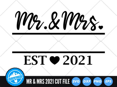 Mr and Mrs Est 2021 SVG Wedding SVG Gráfico por lddigital Creative