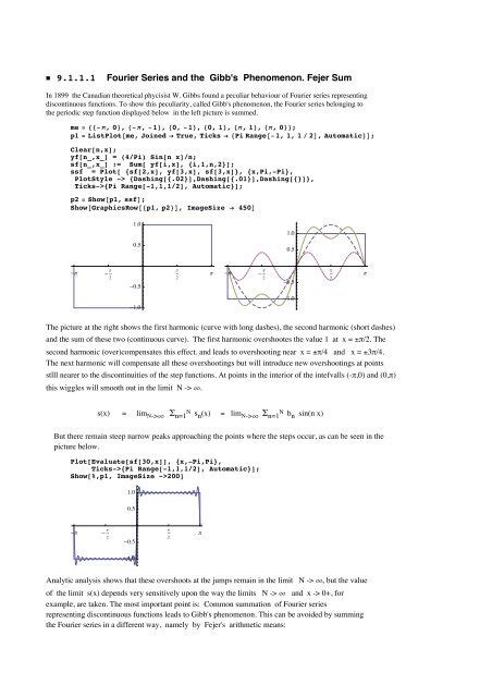 9 1 1 1 fourier series and the gibb s phenomenon fejer sum