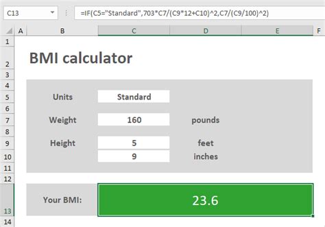 Bmi Calculator In Excel Easy Formulas