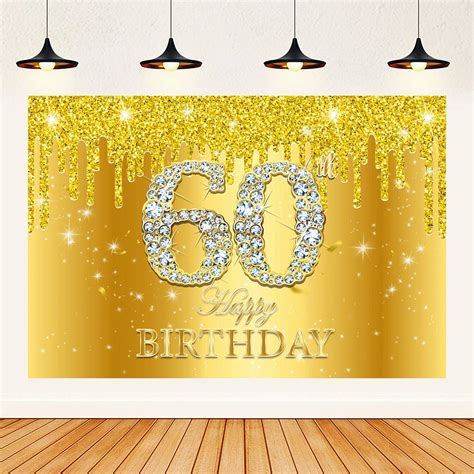 7x5ft Gold 60th Birthday Photography Backdrop For 60th Retirement