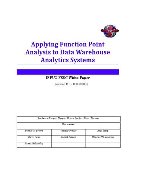 applying function point analysis to data warehouse analytics systems pdf data warehouse