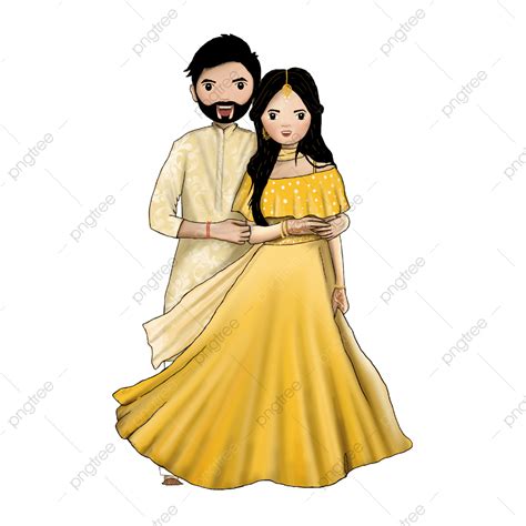 Ceremonia De Haldi Pareja De Función De Boda India En Trajes Amarillos