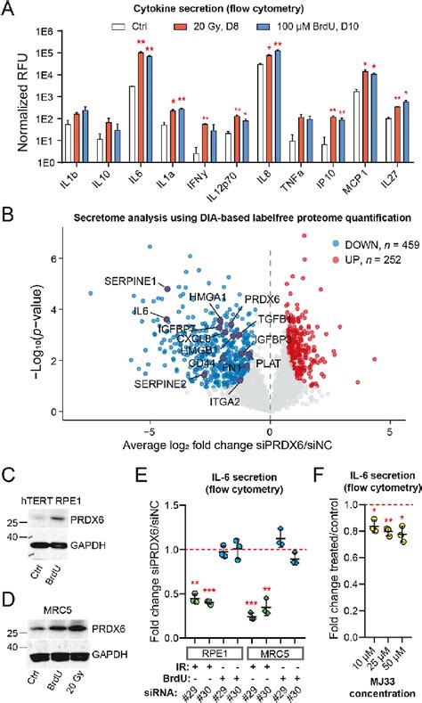 PRDX6 Silencing Alters The Composition Of Senescent Secretome And