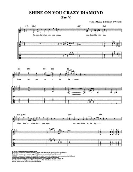 Shine On You Crazy Diamond Part V By Roger Waters Digital Sheet
