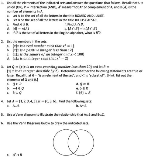 SOLVED List All The Elements Of The Indicated Sets And Answer The