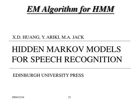 ppt a tutorial on hidden markov models and selected applications in speech recognition