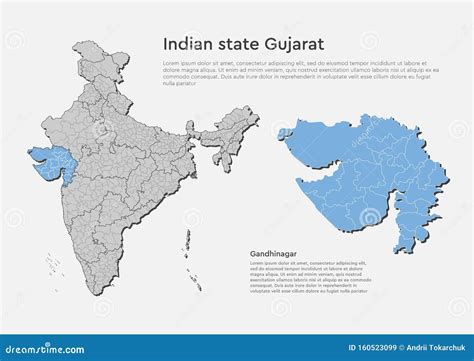 India Country Map Gujarat State Template Concept Stock Vector