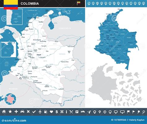 Colombia Mapa Infographic Ejemplo Detallado Del Vector Stock De