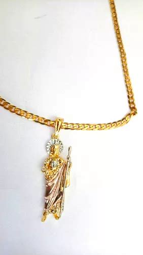 Medalla De San Judas Tadeo Y Cadena Oro Laminado K En Venta En