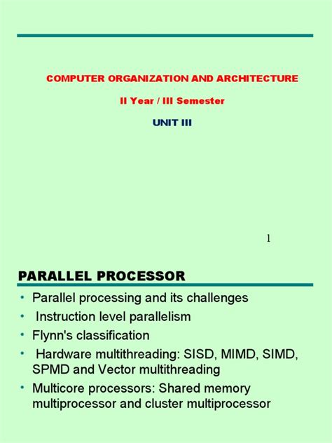 coa unit iii parallel processors pdf multi core processor central processing unit