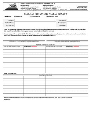 Fillable Online Agr Wa REQUEST FOR ONLINE ACCESS TO C2P2 Agr Wa Fax