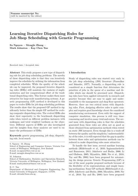 pdf learning iterative dispatching rules for job shop scheduling with genetic programming