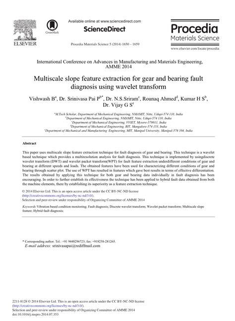 pdf multiscale slope feature extraction for gear and bearing fault diagnosis using wavelet