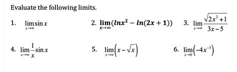 solved evaluate the following limits 1
