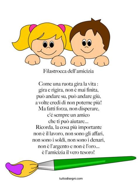 Filastrocca Dell Amicizia Da Stampare TuttoDisegni Filastrocche