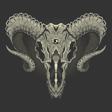 Premium Vector Goat Head Skull Baphomet Illustration