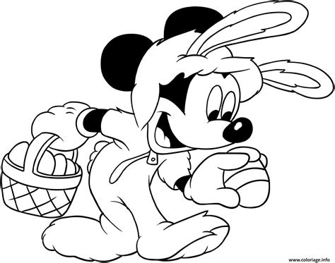 Coloriage Mickey Mouse Lapin Oeuf De Paques Jecolorie