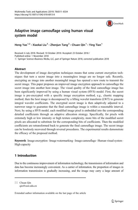 pdf adaptive image camouflage using human visual system model