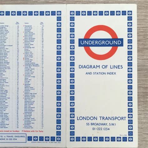 LONDON UNDERGROUND TUBE Map Plan Last Pre Victoria Line Edition
