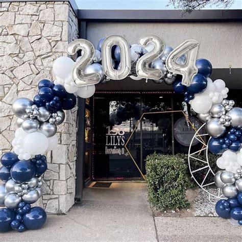 Graduation Decorations Class Of 2024 Navy Blue And Silver Graduation