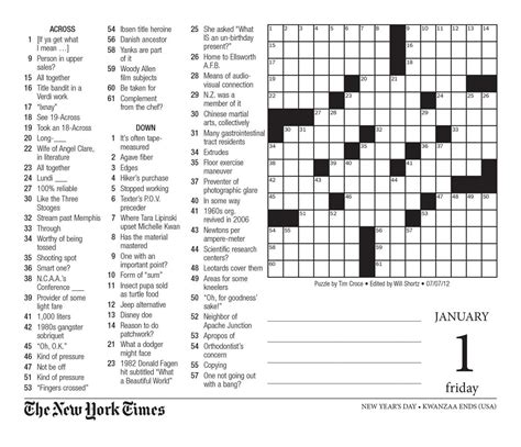 Easy Printable Crossword Puzzles For Seniors