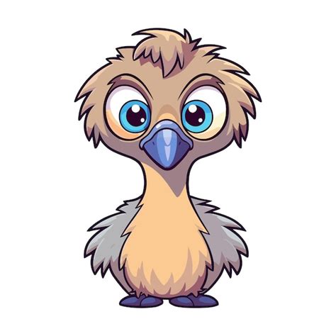 Niedliche emu und strauß cartoon figuren Premium Vektor