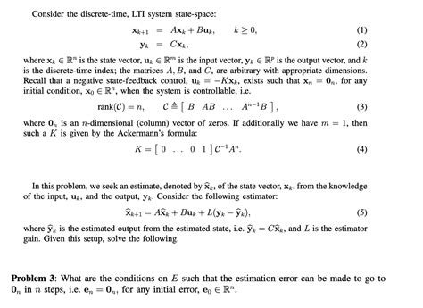 solved consider the discrete time lti system state space