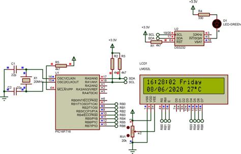 reading date time and temperature from ds3232 using pic16f716 address map pic microcontroller