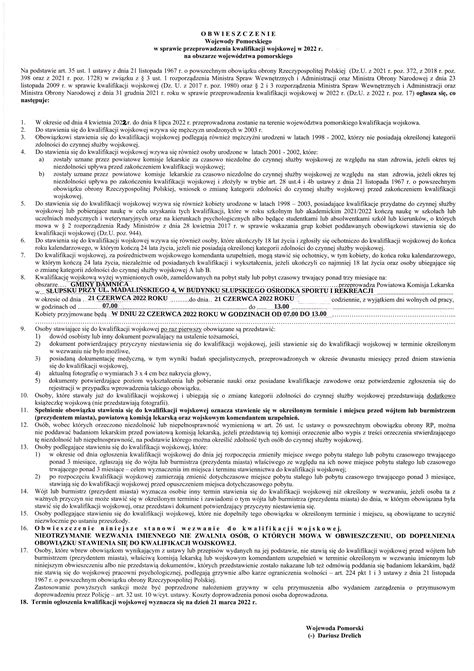Rusza Kwalifikacja Wojskowa W 2022 Roku Gmina Damnica