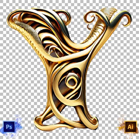 Elegante letra del alfabeto A a Z diseño de letra de metal dorado Y