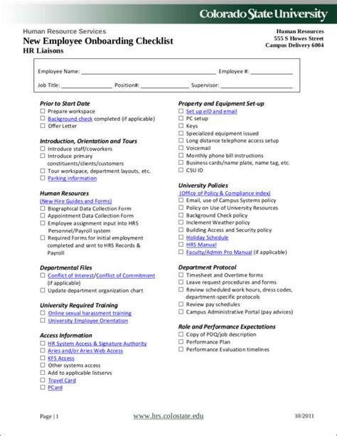 Free Hr Checklist Samples Templates In Pdf
